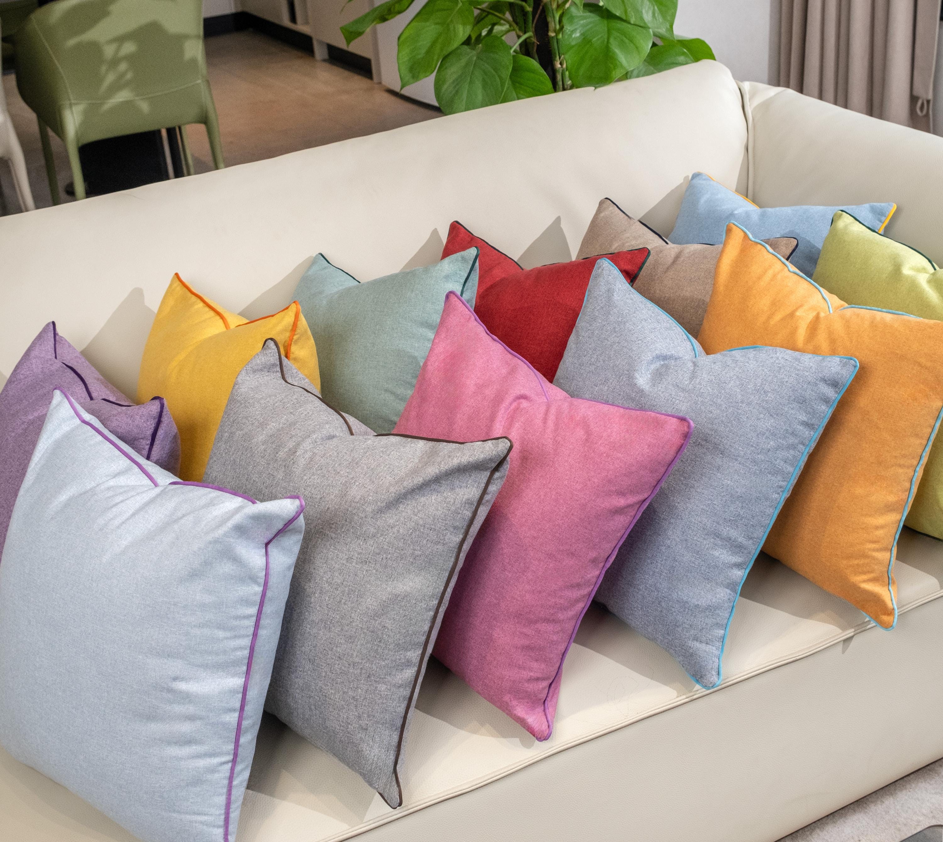 Custom Pillows Cover With Piping Linen Throw Pillow With Durable Cover ...