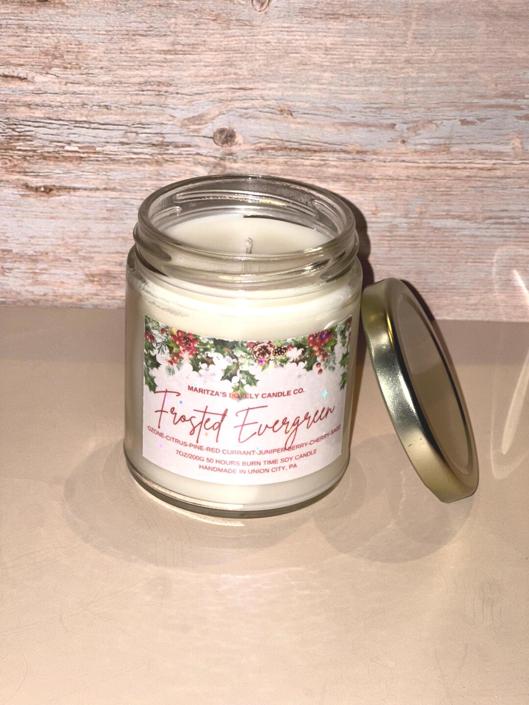 Frosted Evergreen Candle | Fresh Pine & Winter Berry | Christmas Tree ...