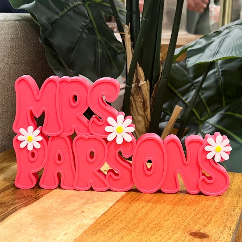 Personalized Name Plate, Daisy Name Sign, Teacher Gift, Groovy Gift ...