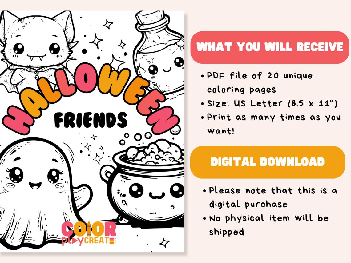 Halloween Coloring Pages, Cute Coloring Book, Coloring Pages for Kids ...