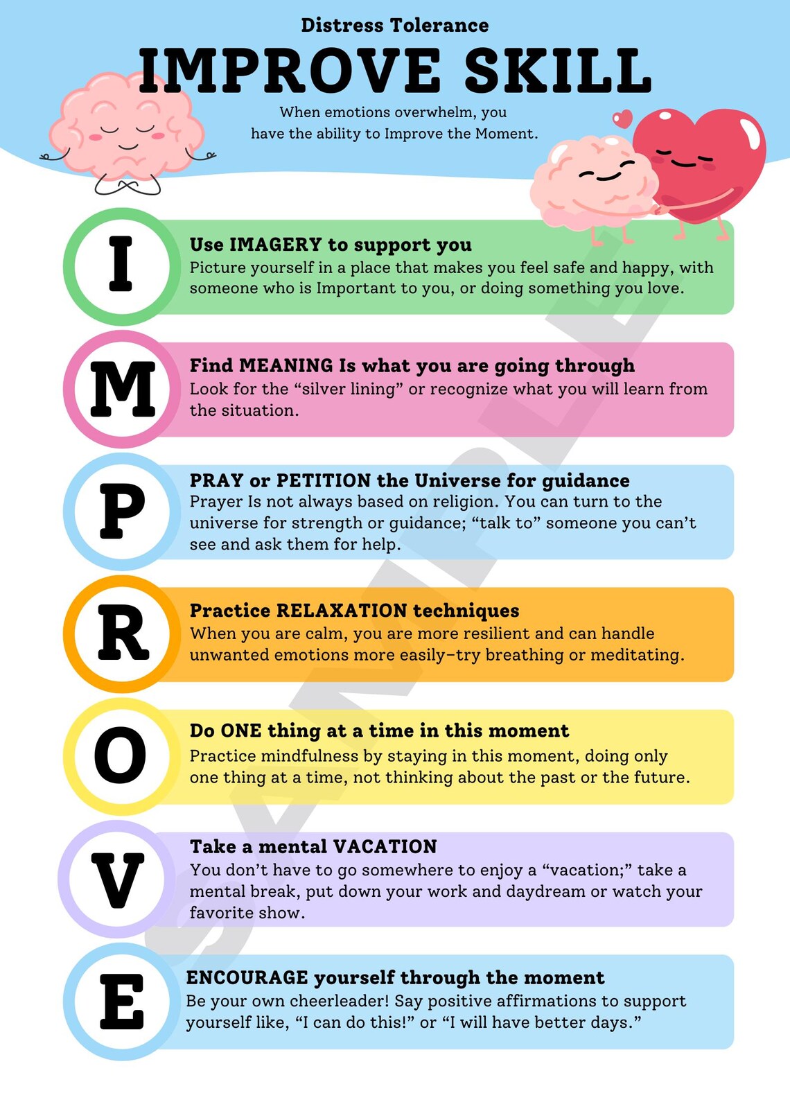 IMPROVE Skills DBT for Kids - Etsy