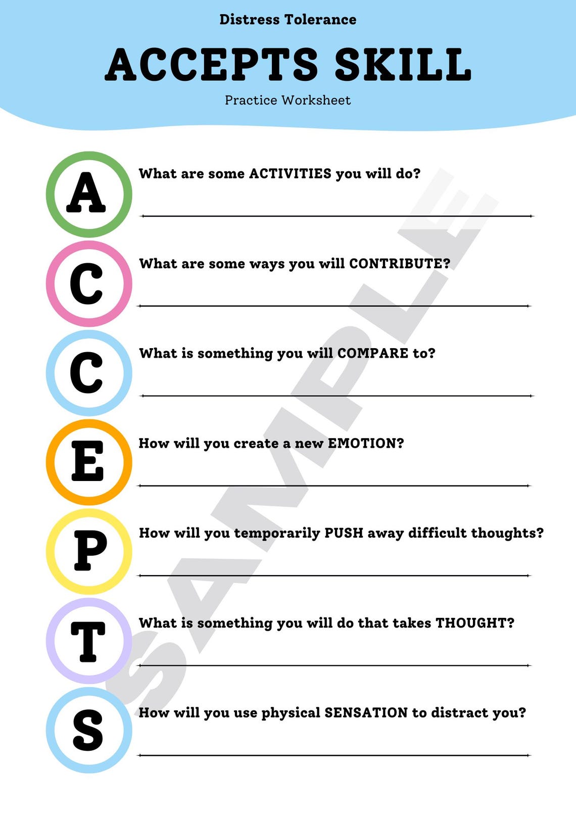 ACCEPTS Skills DBT for Kids - Etsy