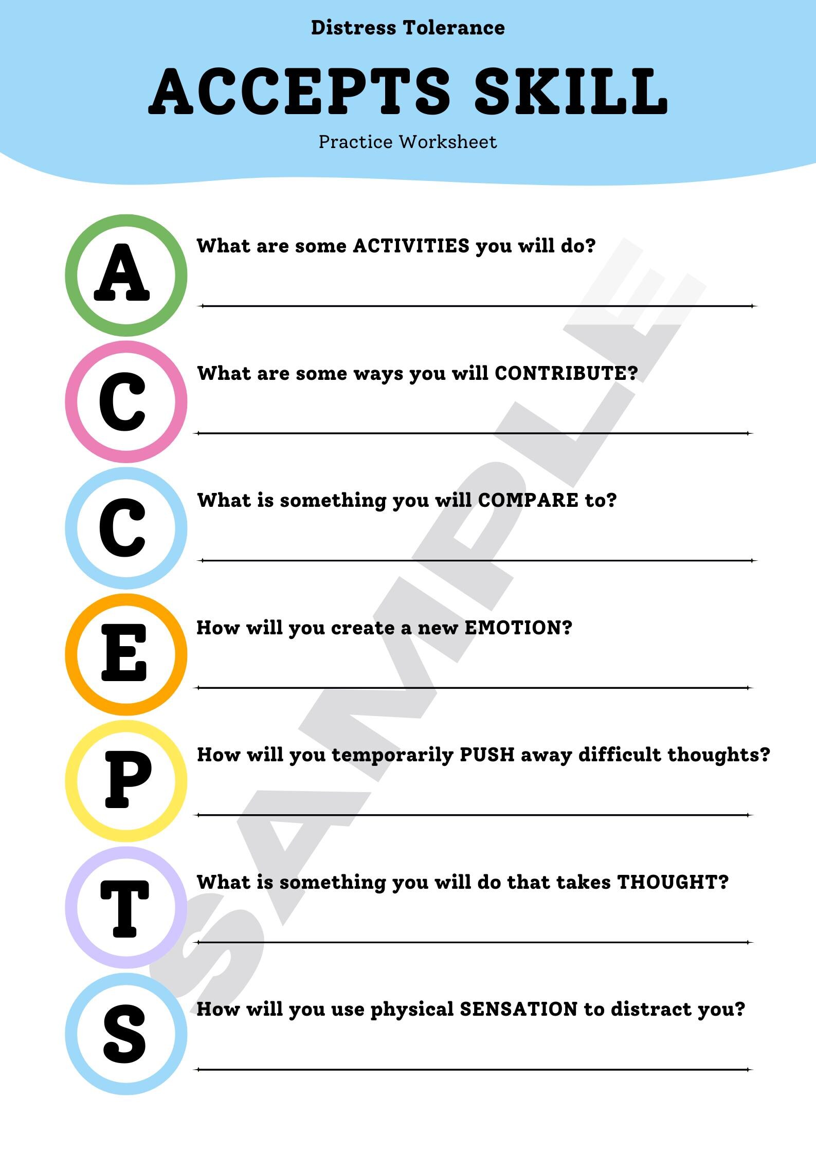 ACCEPTS Skills DBT for Kids - Etsy