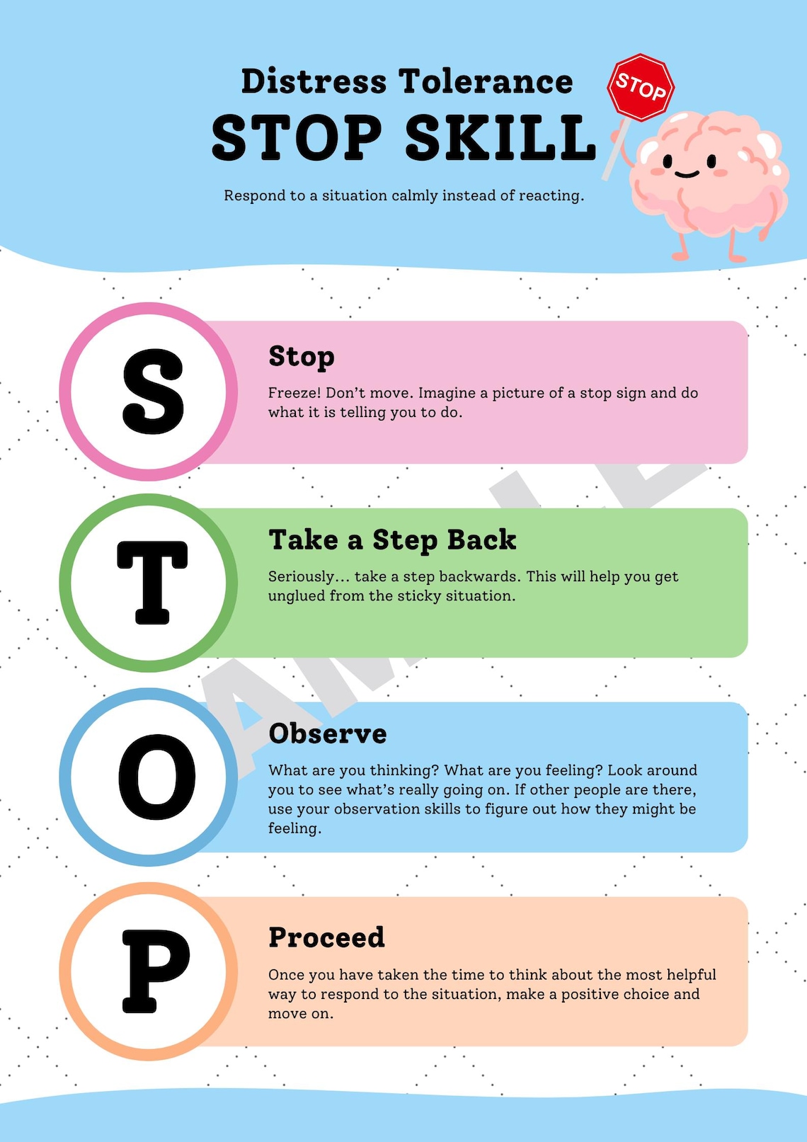 STOP Skill DBT for Kids - Etsy