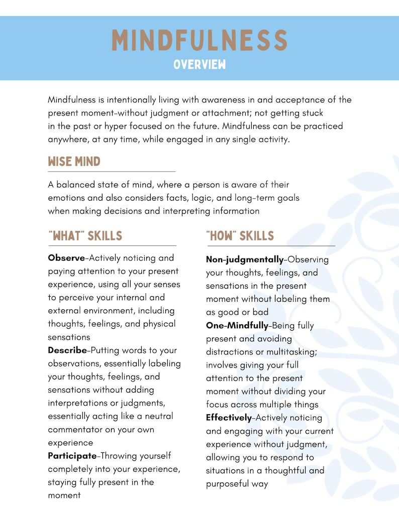 OVERVIEW of DBT for Adults - Etsy