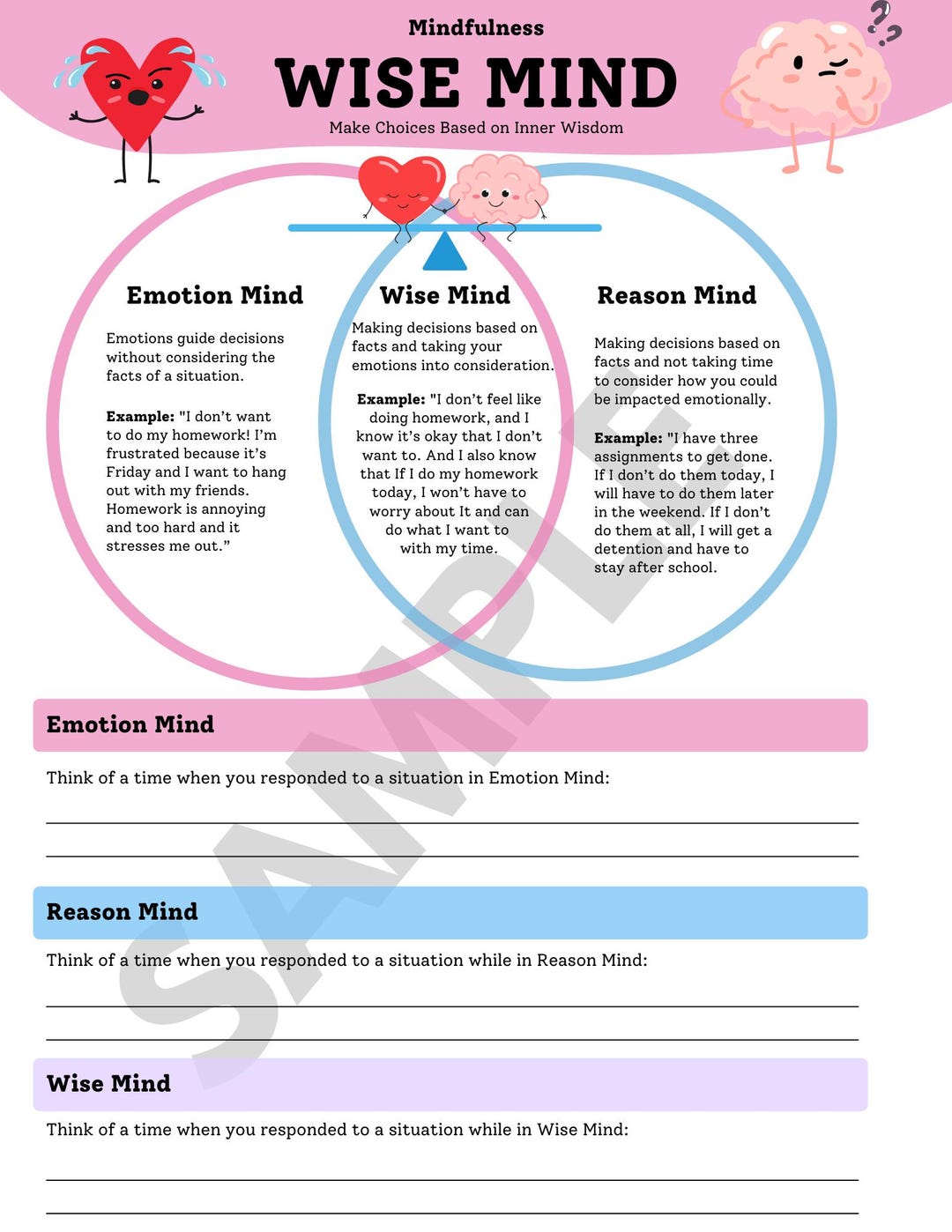 Wise Mind and Mindfulness Skills DBT for Kids - Etsy