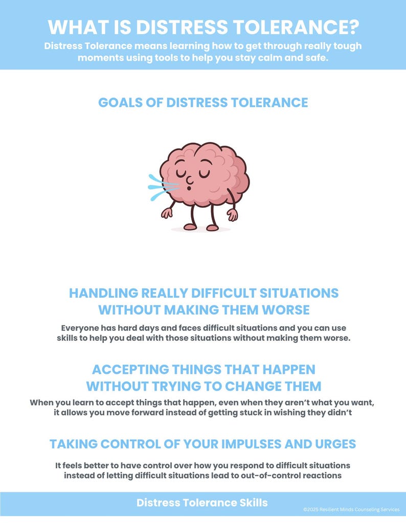 DISTRESS TOLERANCE Skills Pack DBT for Kids - Etsy