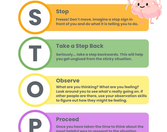 STOP Skill DBT for Kids - Etsy