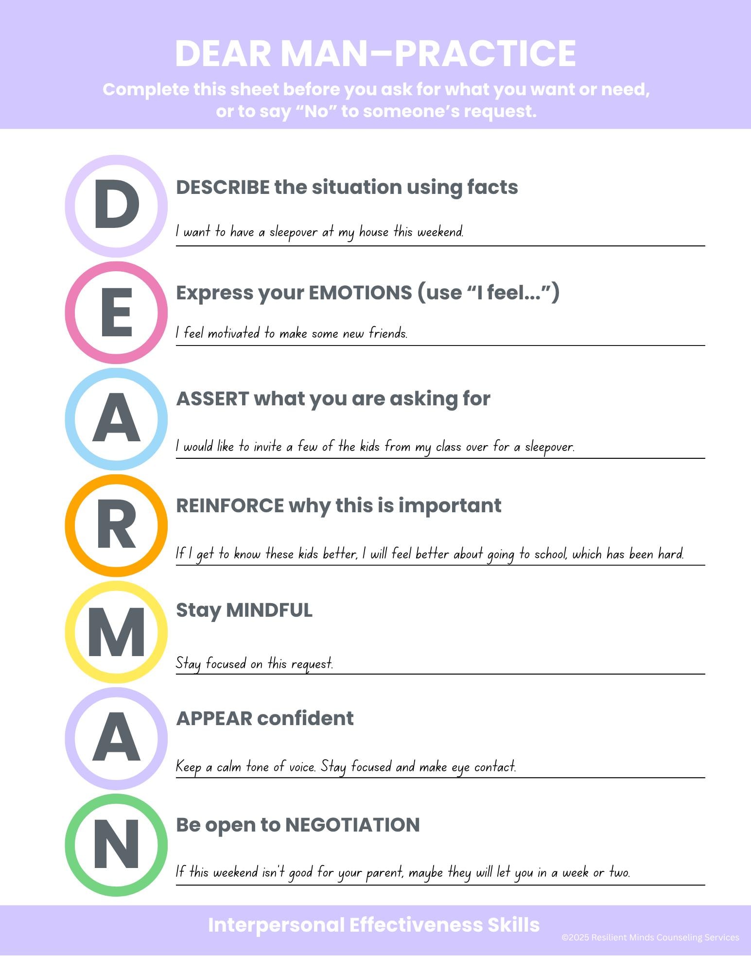INTERPERSONAL EFFECTIVENESS DBT Skills for Kids - Etsy