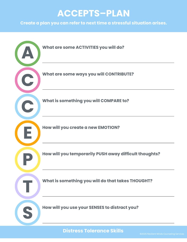 ACCEPTS Skills DBT for Kids - Etsy