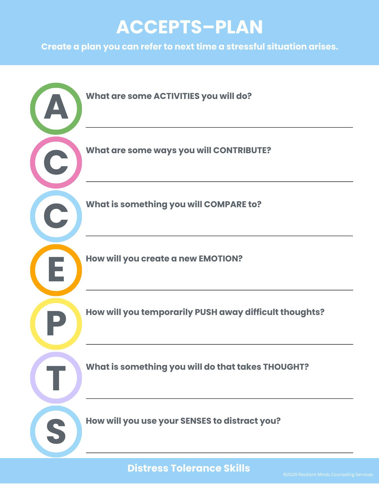 ACCEPTS Skills DBT for Kids - Etsy