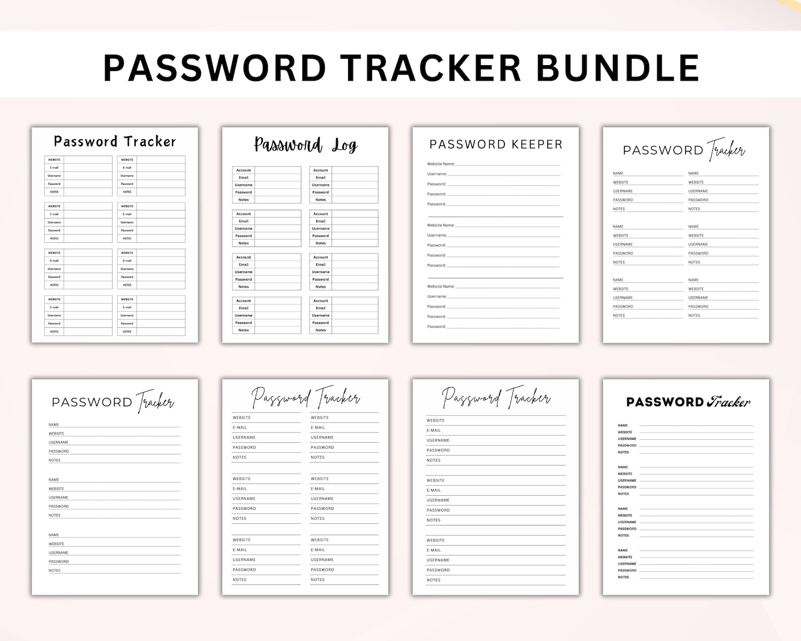 Password Tracker Bundle. Password Log. Password Keeper Sheet. Password ...