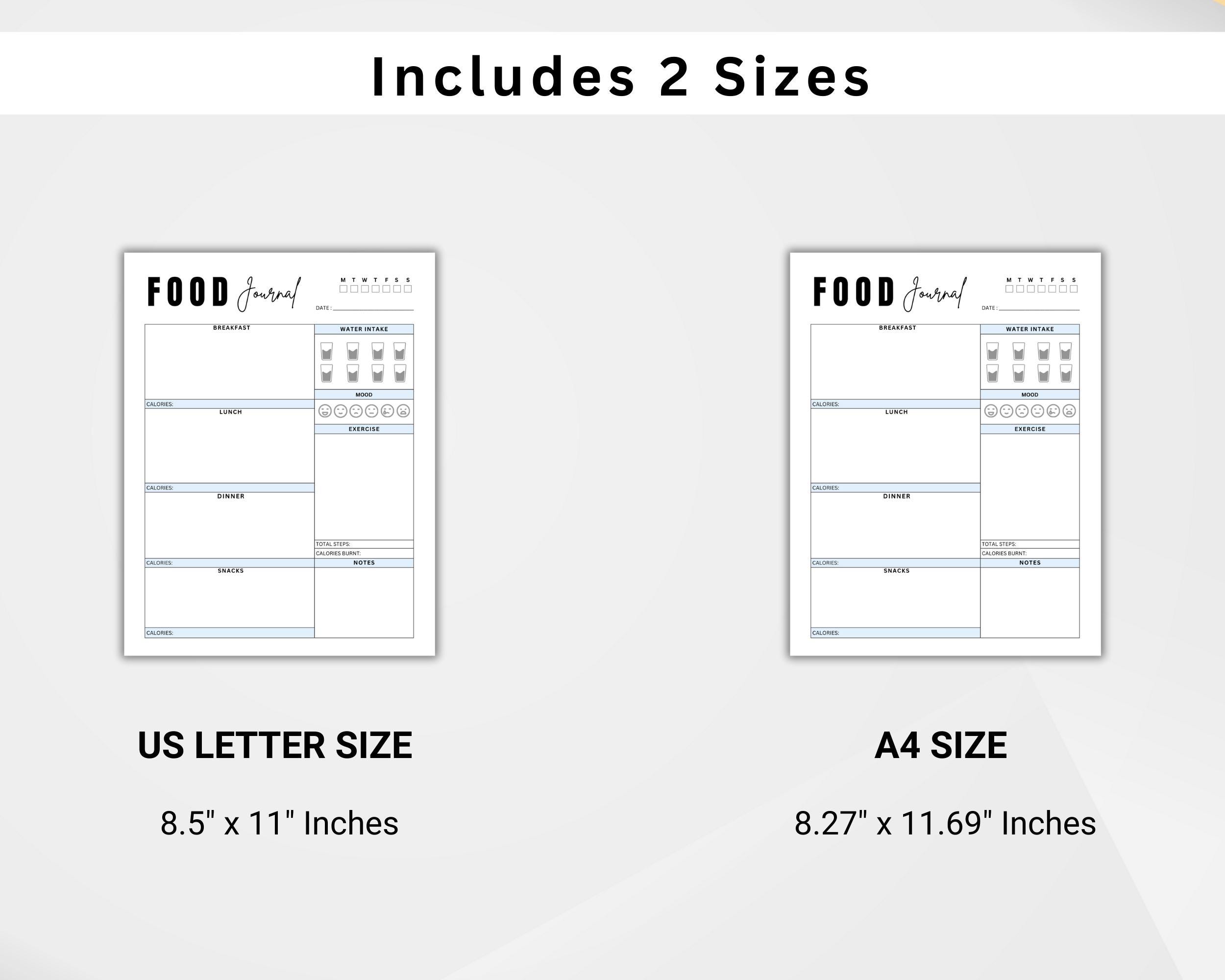 Daily Food Diary Printable. Food Journal. Calorie Tracker. Calorie ...