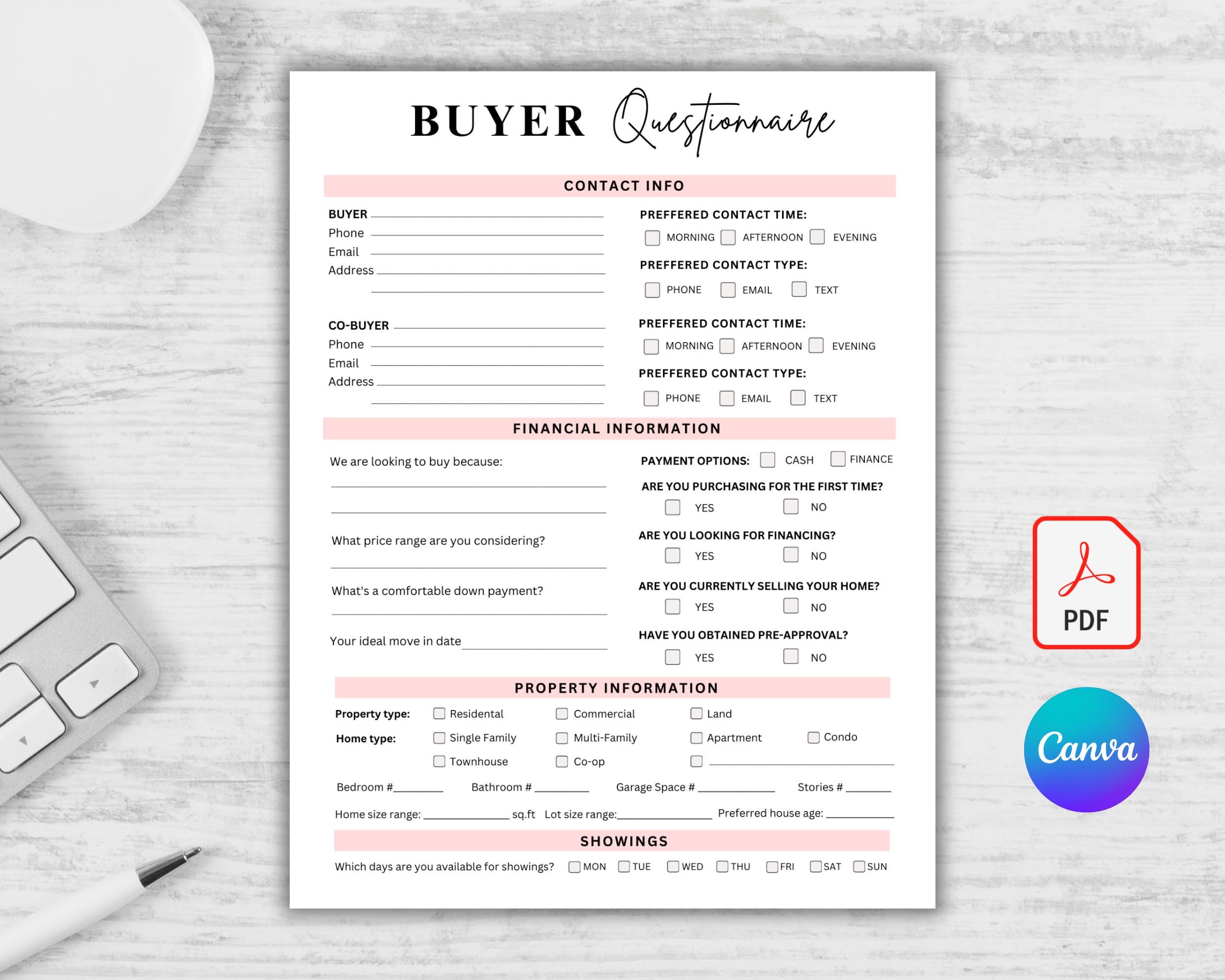 PINTABLE Buyer Questionnaire. Real Estate Questionnaire Marketing ...
