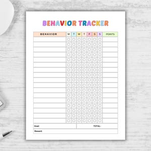Behavior Reward Chart for Kids, Behavior Tracker for Kids, Children ...