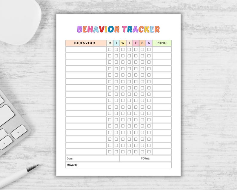 Editable Behavior Tracker for Kids. Kids Reward Chore Chart. Behavior and Chore Chart Behavior ...