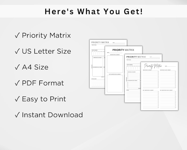 Printable Priority Matrix | My Priorities Planner | Task Organizer ...