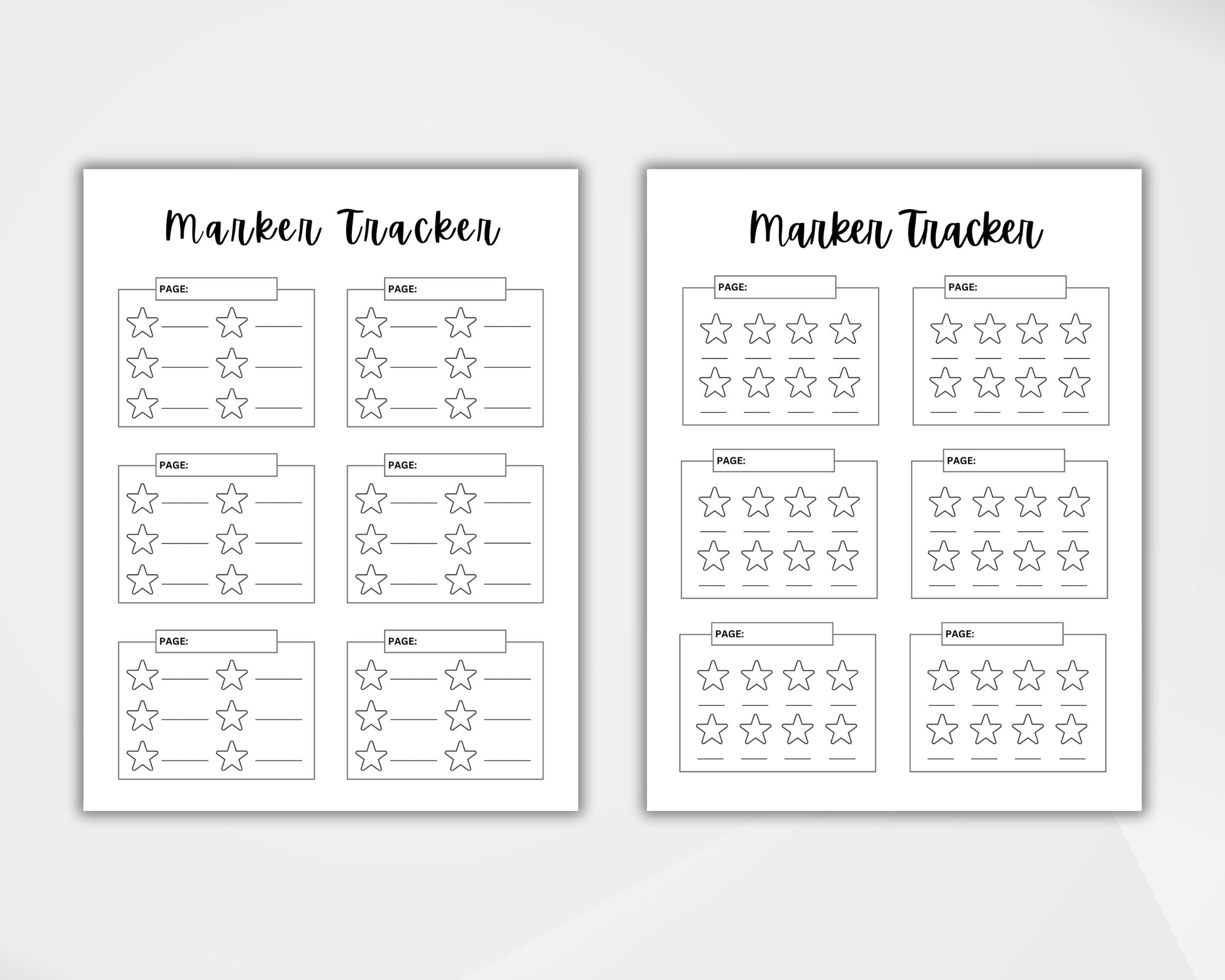 Marker Tracker Printable Planner Page Journal Color Tracker Journal ...