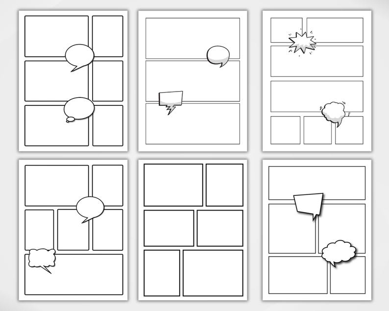 Printable Blank Comic Book Template. Comic Drawing Book. Digital Comic ...