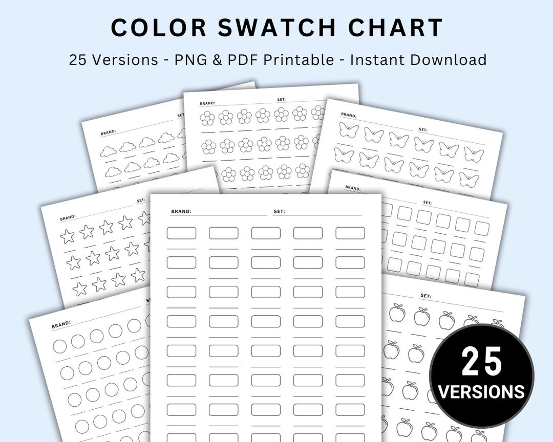 Printable Coloring Swatch Chart. Marker Color Sheet. Color Palette ...