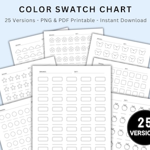 Printable Coloring Swatch Chart. Marker Color Sheet. Color Palette ...