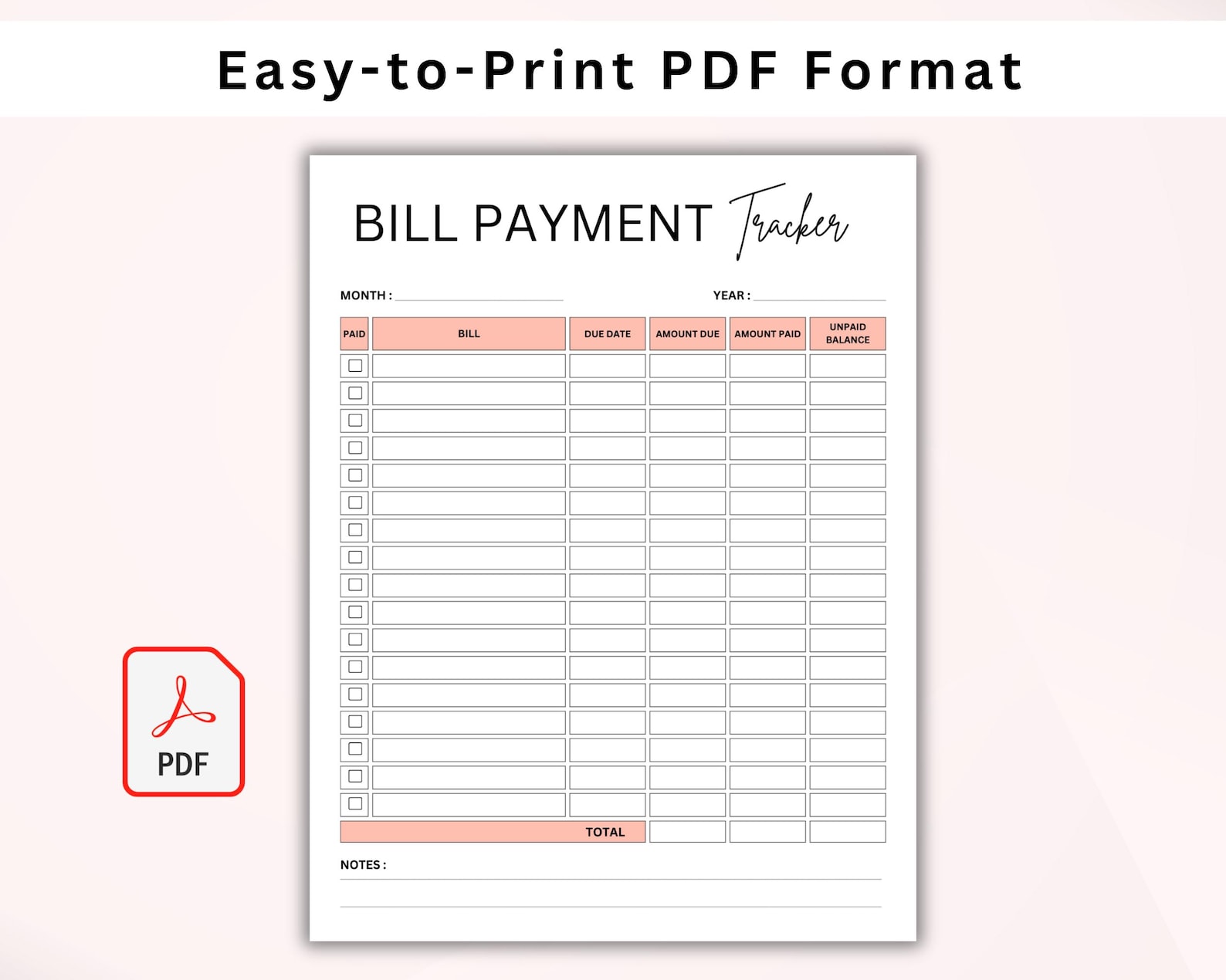 Bill Pay Organizer. Bill Payment Log. Monthly Bill Payment Checklist ...