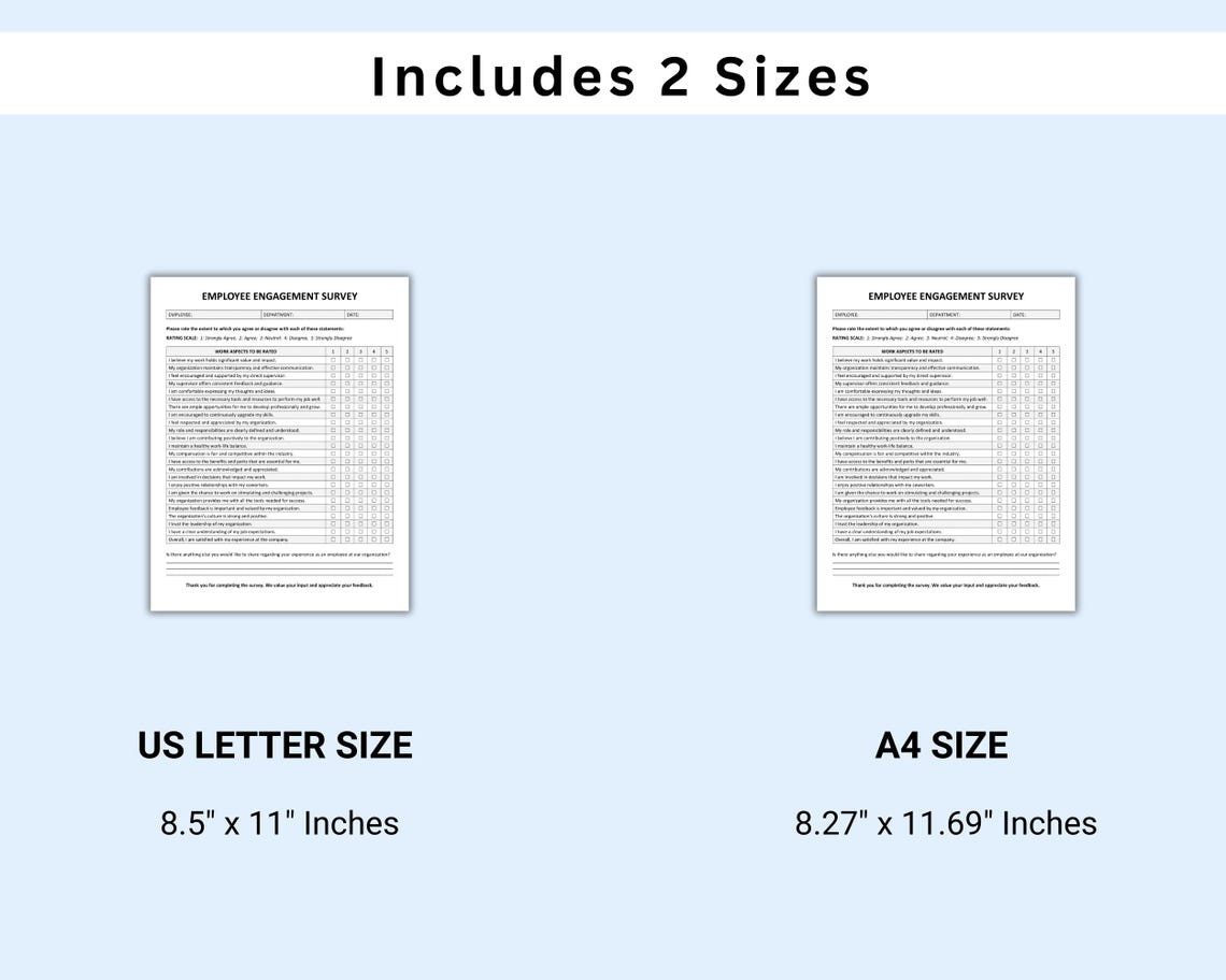 Printable Employee Engagement Survey Template | HR Survey Form ...
