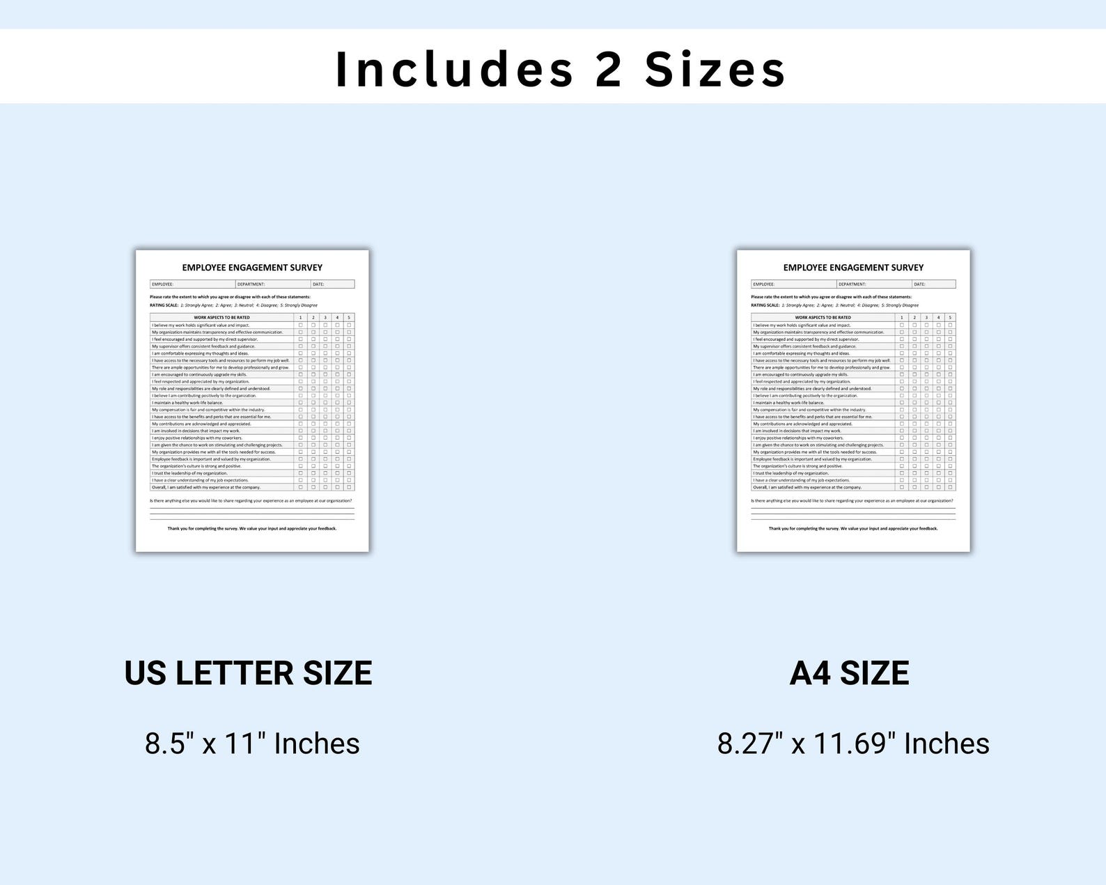 Printable Employee Engagement Survey Template | HR Survey Form ...
