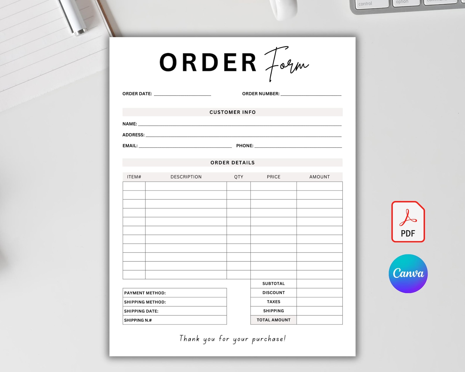 Order Form Template Editable. Small Business Crafters Order Form ...