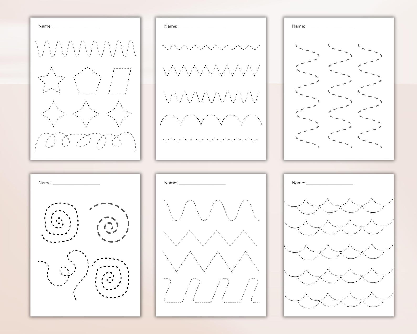 20 Preschool Line Tracing Worksheets Bundle. Printable Line Trace Page ...