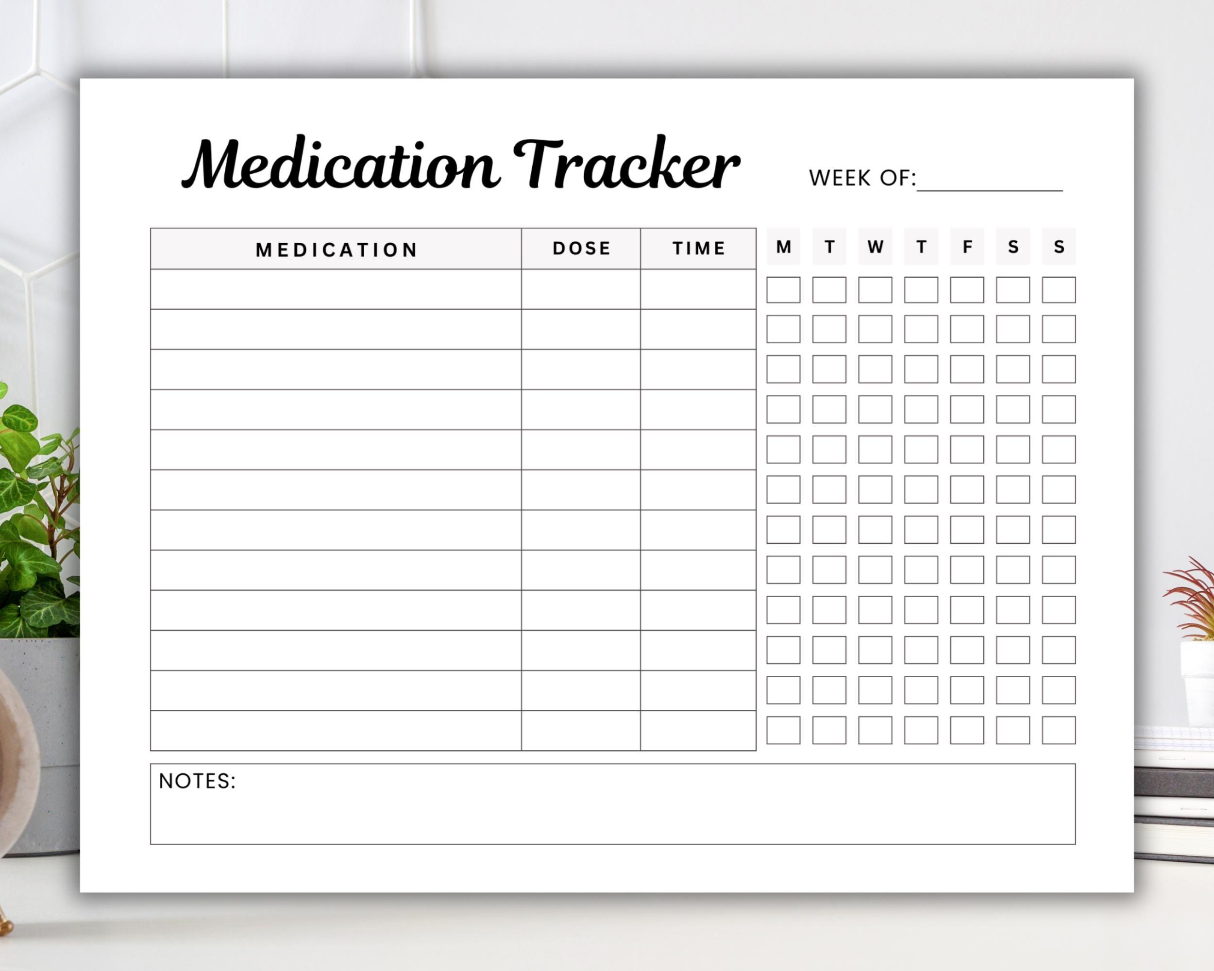 Weekly Medication Tracker. Printable Medication Schedule. Supplement ...