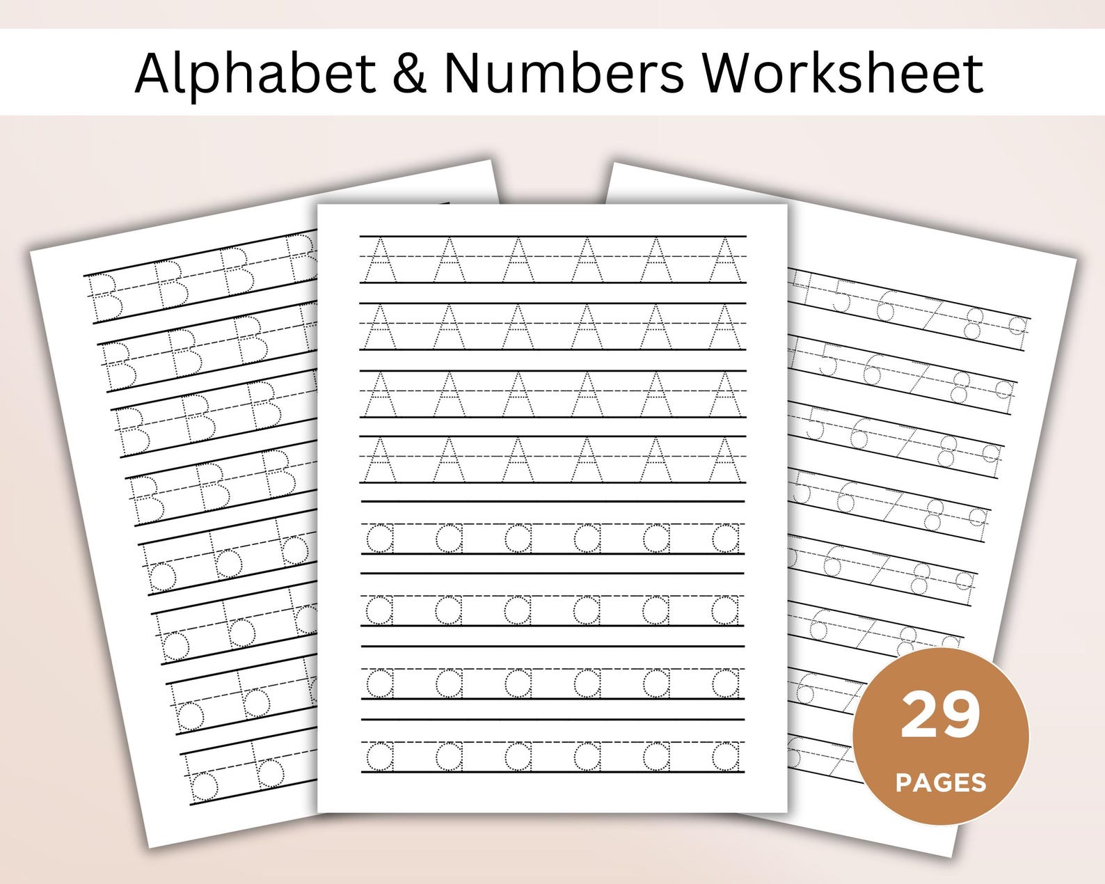 Printable Alphabet & Number Tracing Sheet Handwriting Practice Number ...