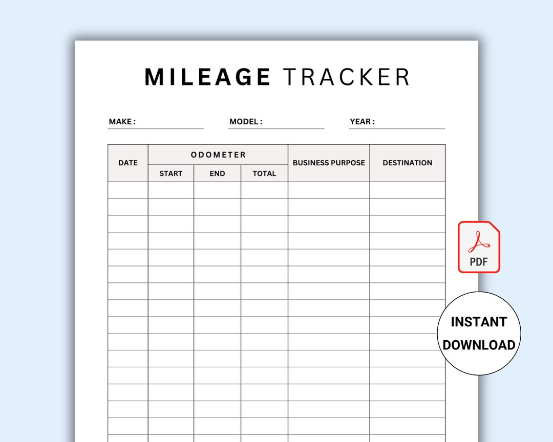 Business Mileage Tracker Printable: Car Mileage Log (PDF) - Etsy