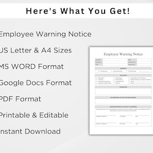 PRINTABLE Employee Warning Notice. Employee Write Up. Employee ...