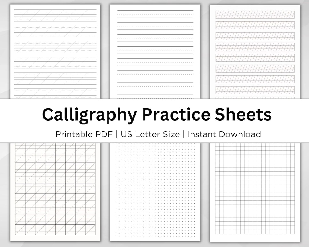 Printable Calligraphy Practice Sheets Templates. Calligraphy ...