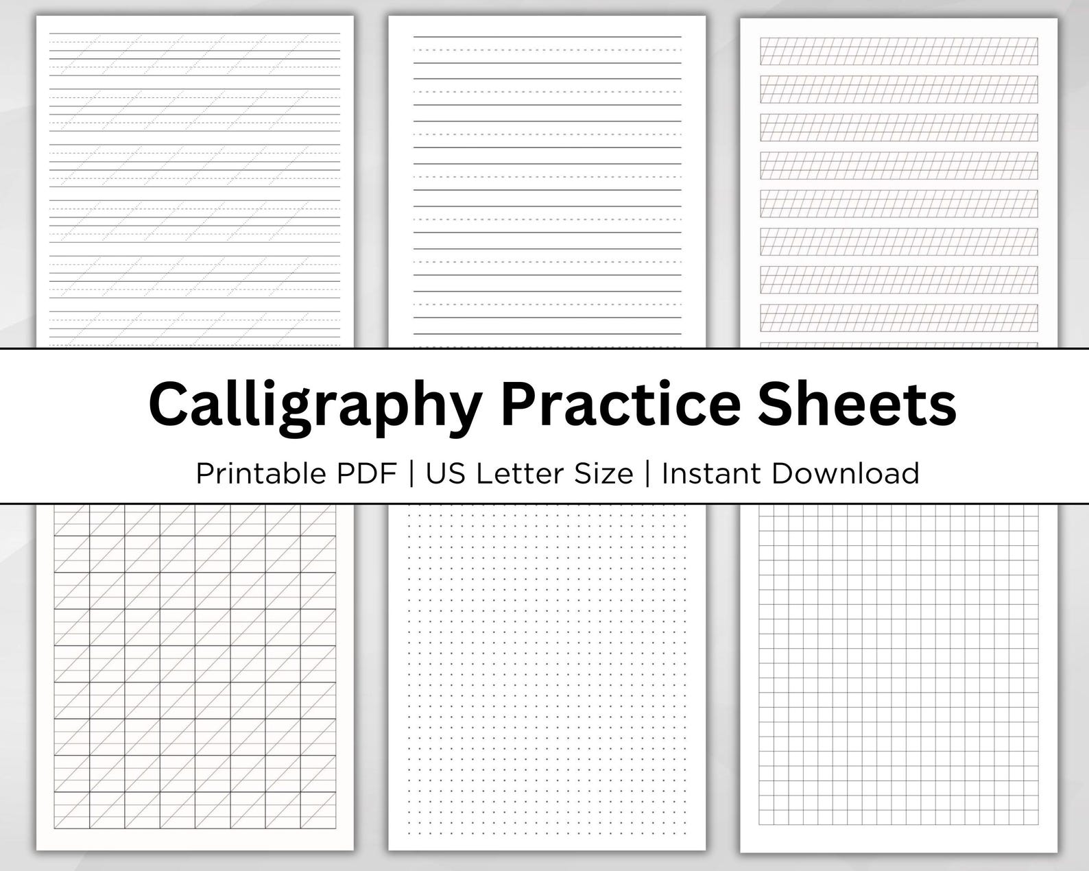Printable Calligraphy Practice Sheets Templates. Calligraphy ...