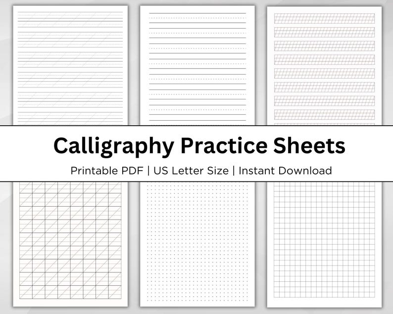 Printable Calligraphy Practice Sheets Templates. Calligraphy ...