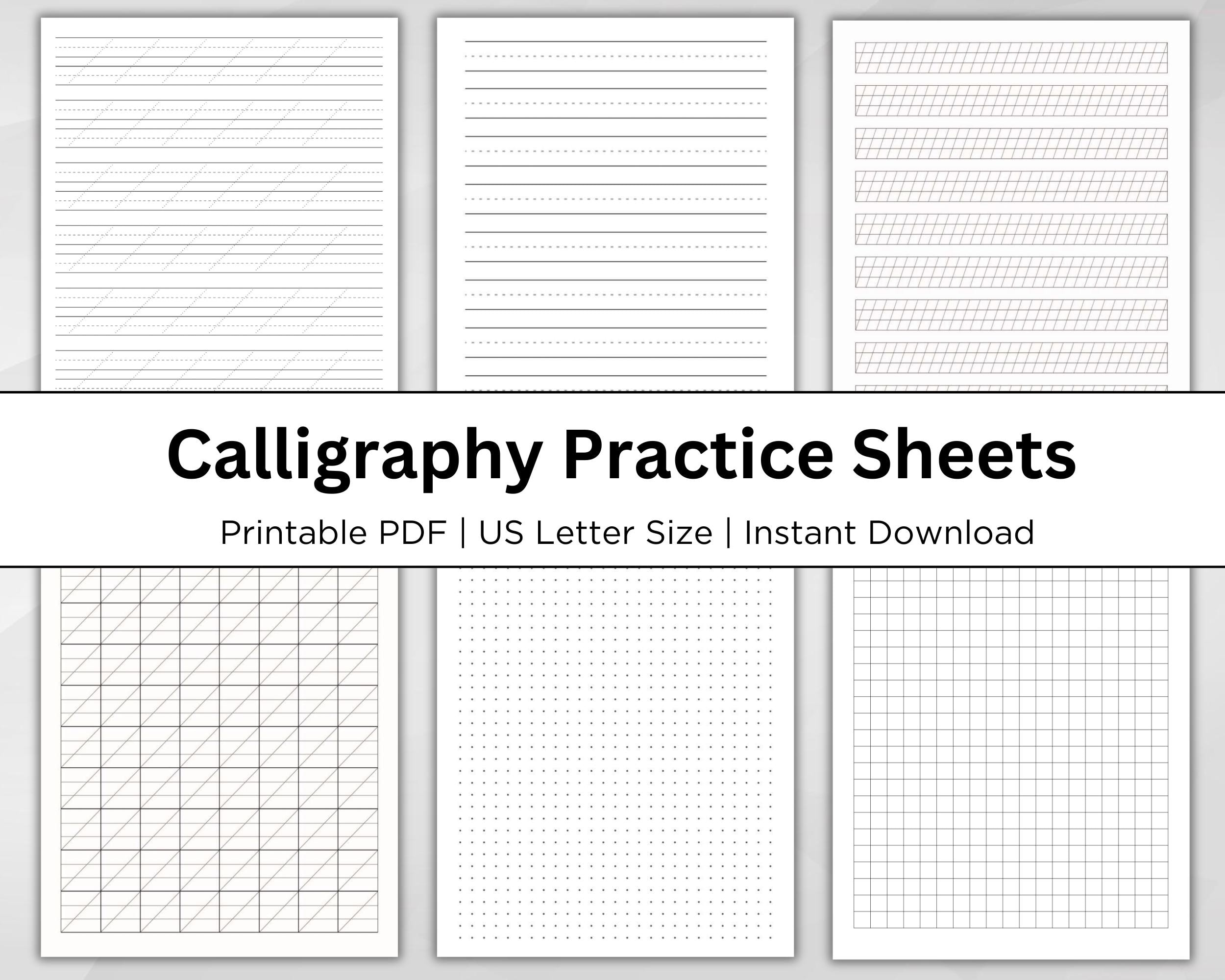 Printable Calligraphy Practice Sheets Templates. Calligraphy ...