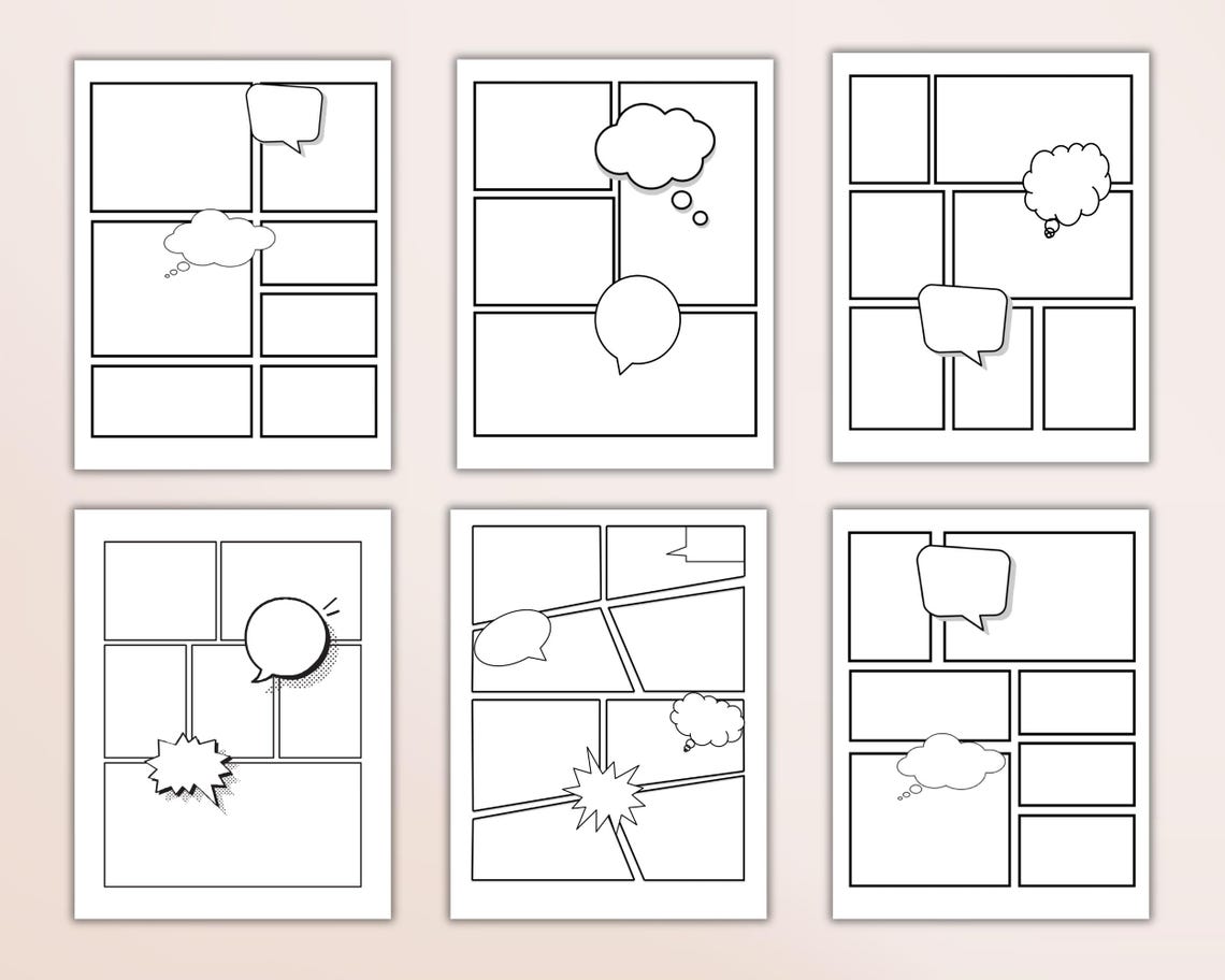 130 Blank Comic Book Template Printable. Comic Drawing Book. Comic ...