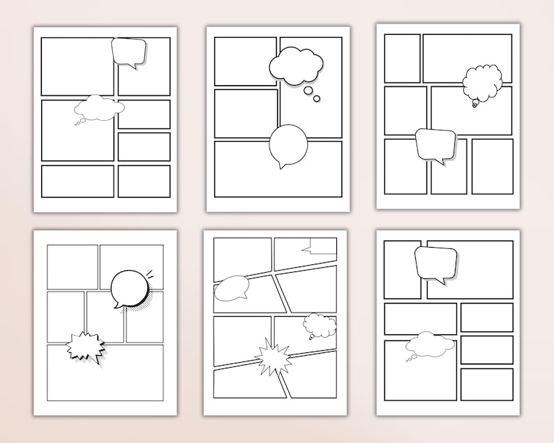 130 Blank Comic Book Template Printable. Comic Drawing Book. Comic ...