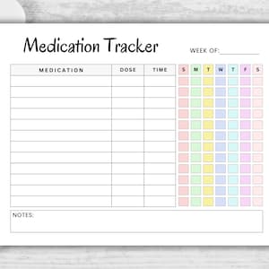 Weekly Medication Tracker. Medication Log. Printable Medication ...