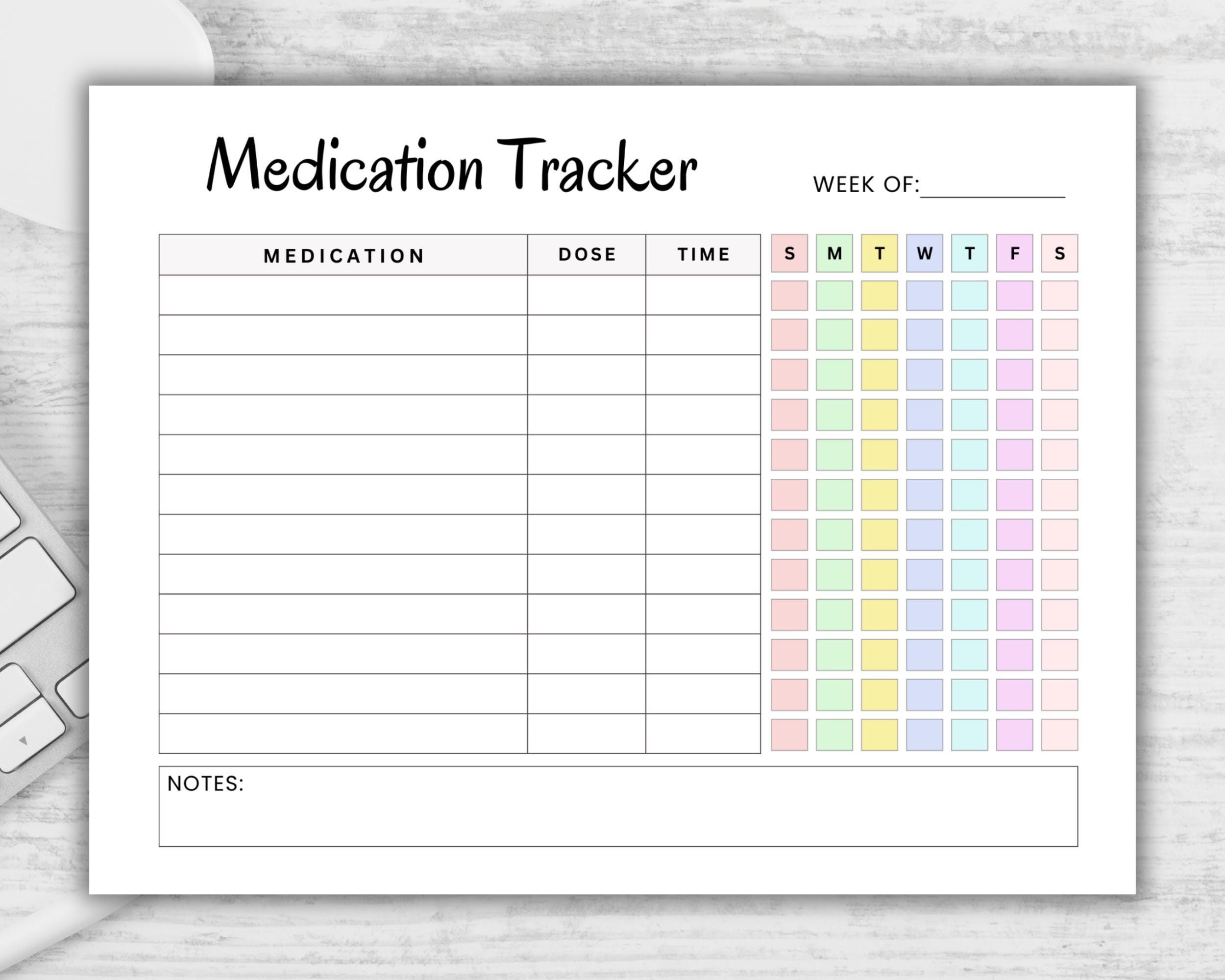 Weekly Medication Tracker. Medication Log. Printable Medication ...