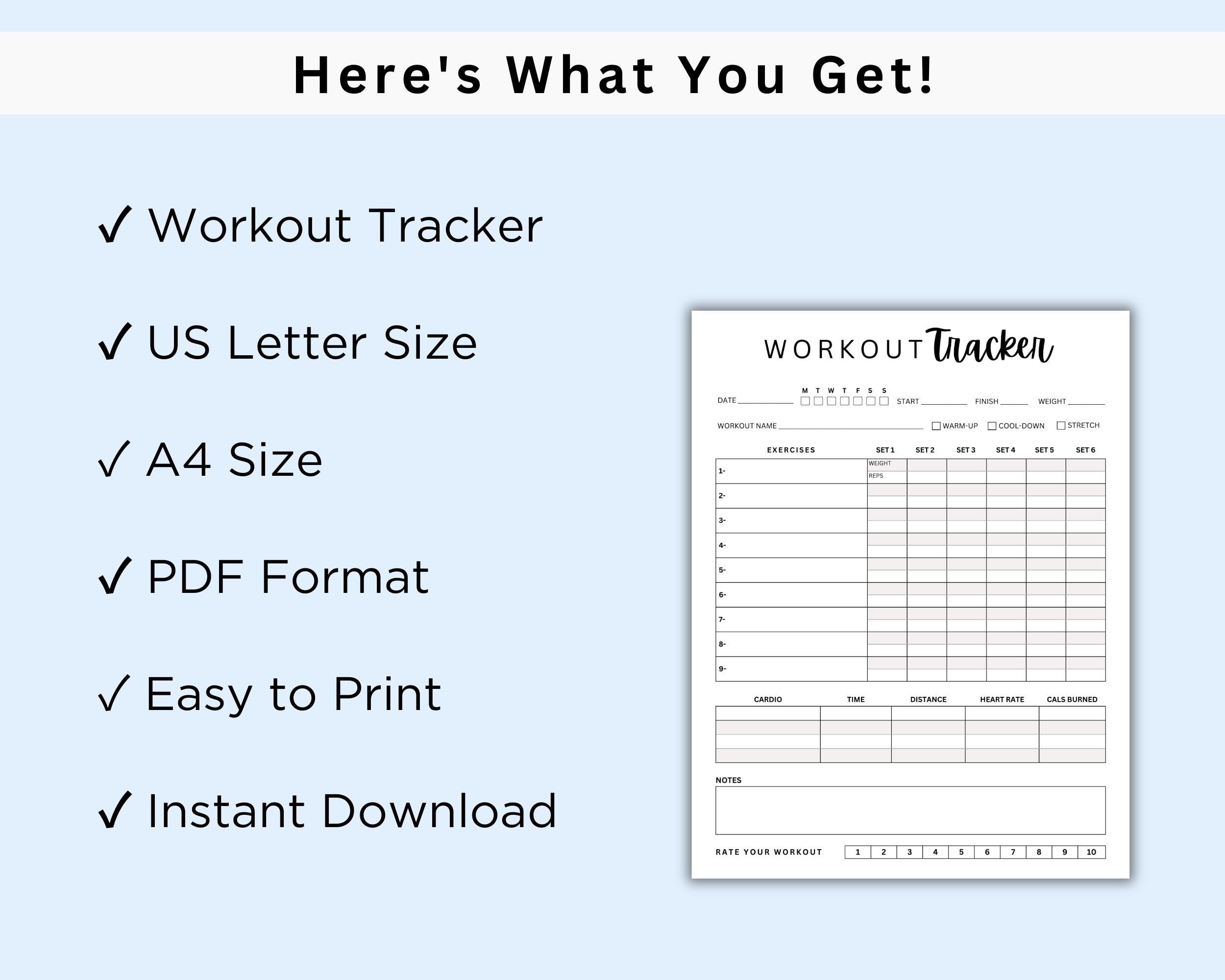 Workout Tracker. Exercise Tracker. Fitness Log. Daily Exercise Log ...