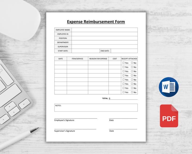 Employee Expense Reporting Template Editable. Employee Reimbursement ...