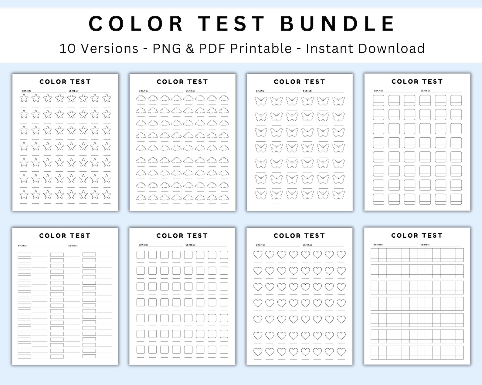Blank Color Swatch Charts. Swatch Test Template. Color Test. Color ...