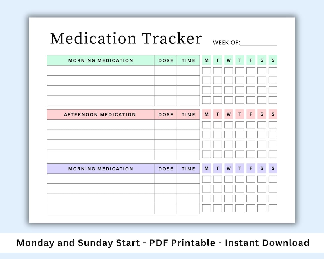 Medication Tracker. Medication Chart. Medication Log. Supplements ...