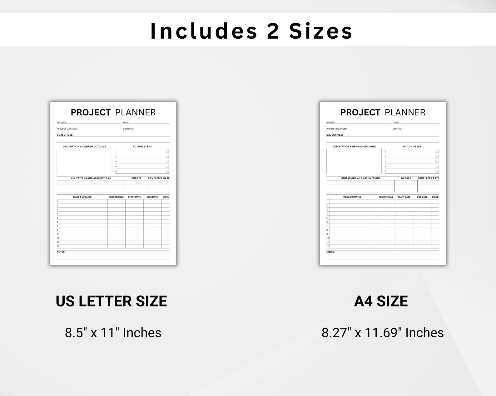 Simple Project Planner EDITABLE, Printable Project Planning Templates ...