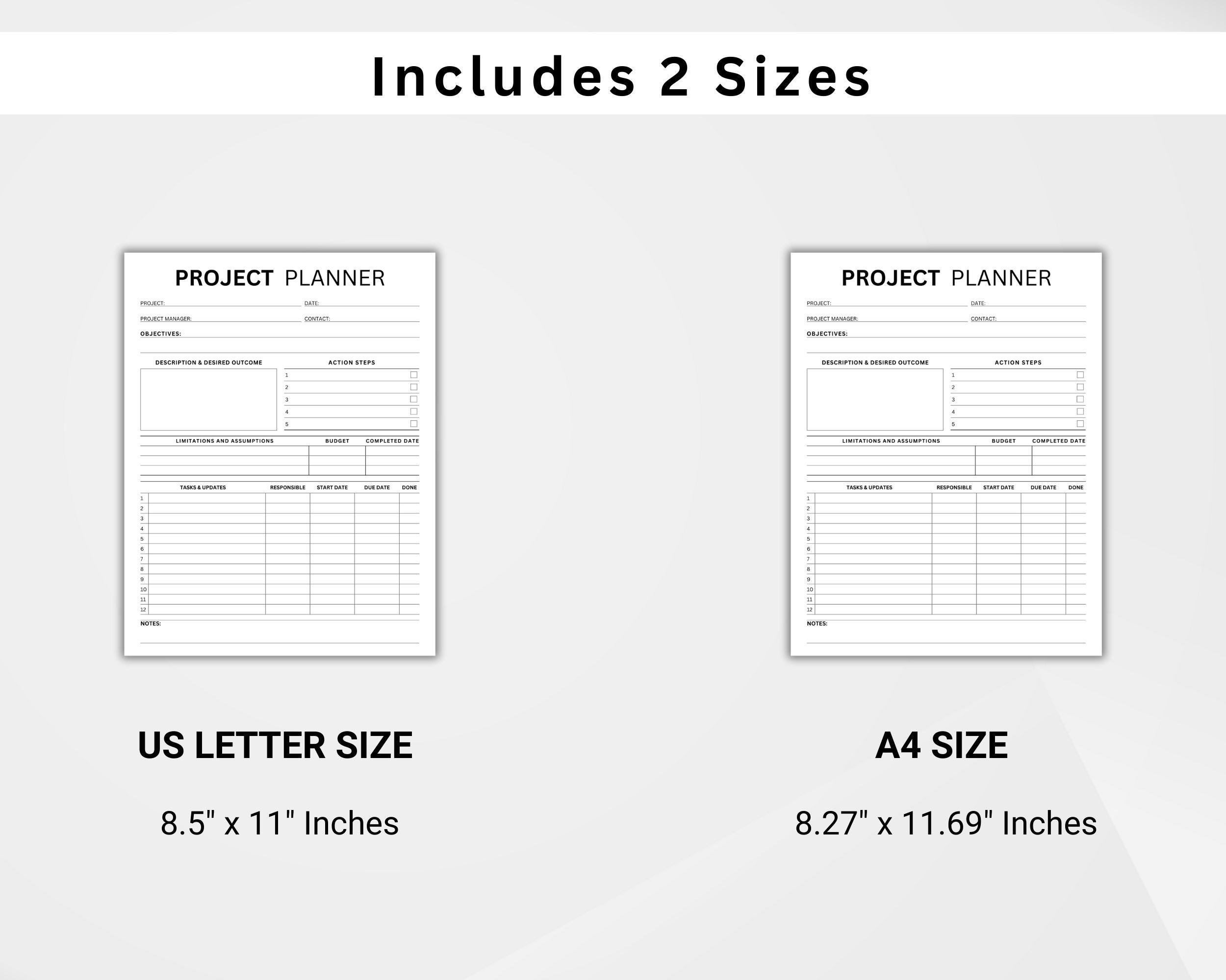 Simple Project Planner EDITABLE, Printable Project Planning Templates ...