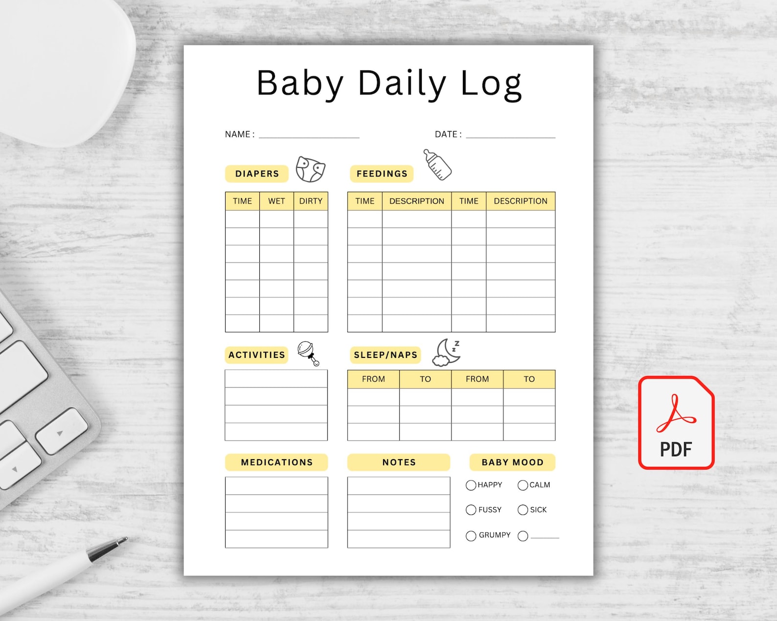 Baby Daily Log. Infant Daily Log. Newborn Baby Tracker. Baby Feeding ...