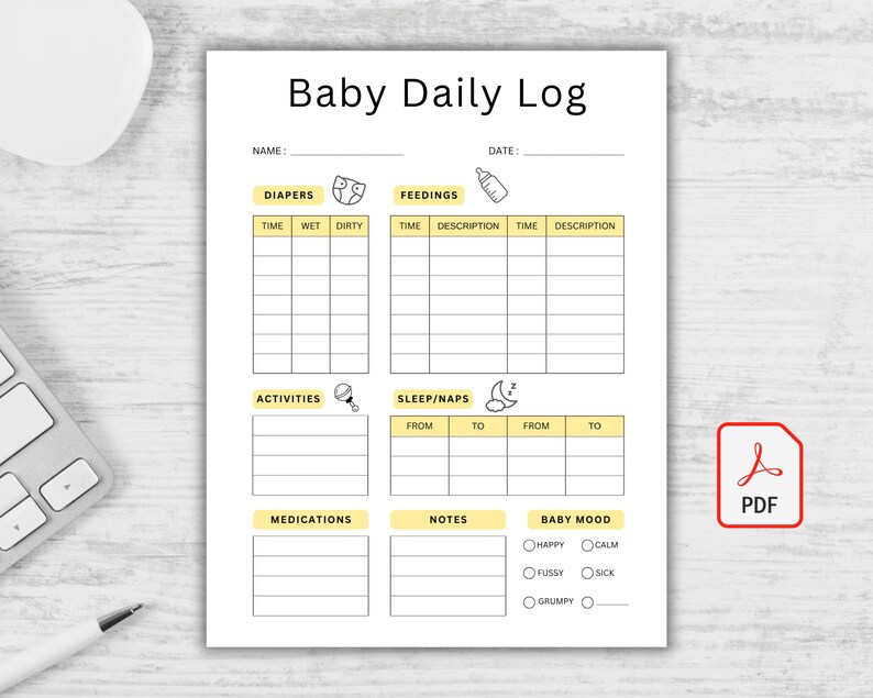 Baby Daily Log. Infant Daily Log. Newborn Baby Tracker. Baby Feeding ...